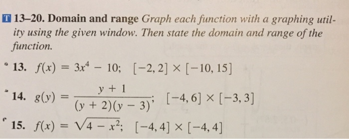 Solved Domain and range, graph each function using the given | Chegg.com