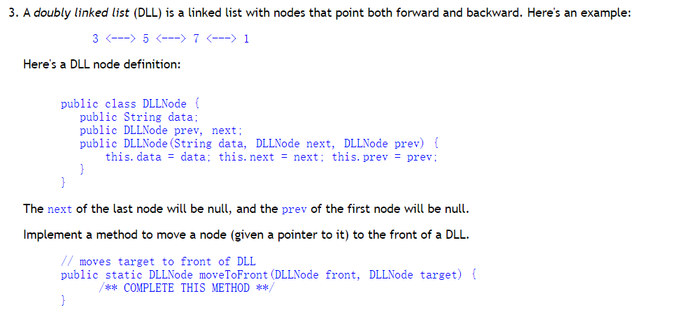 Solved 3. A doubly linked list (DLL) is a linked list with | Chegg.com
