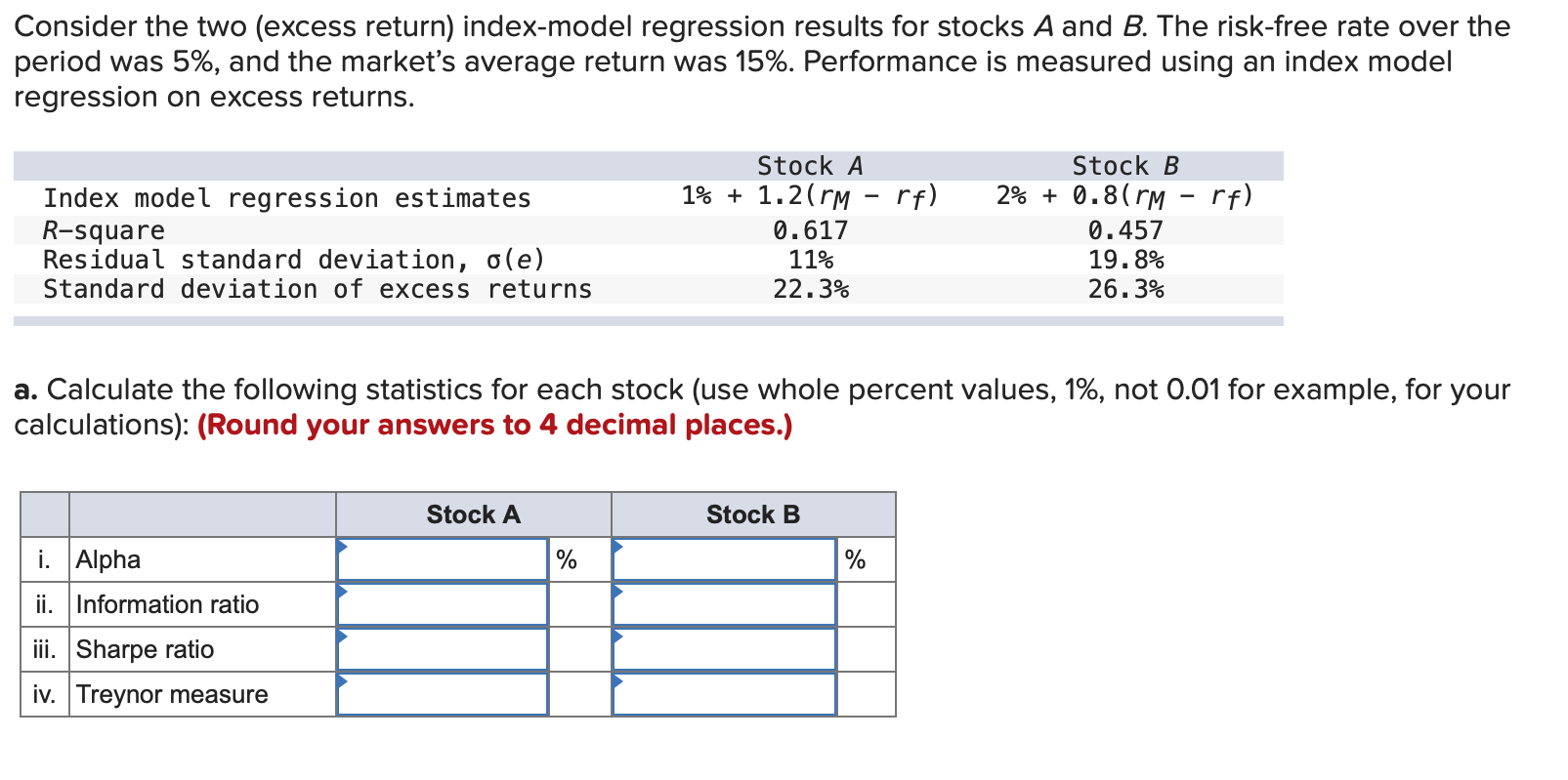 Solved Consider the two (excess return) index-model | Chegg.com