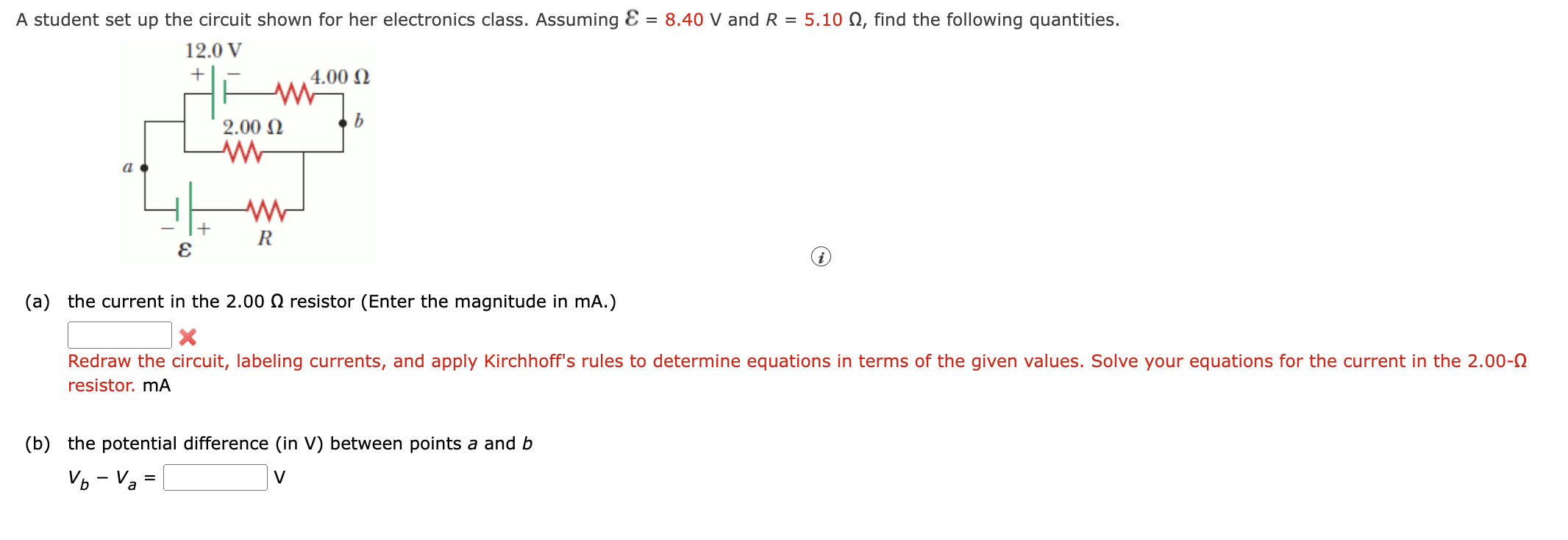 Solved A student set up the circuit shown for her | Chegg.com