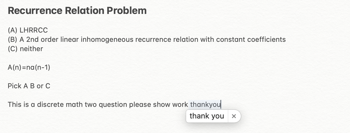 Recurrence Relation Problem (A) LHRRCC (B) A 2nd | Chegg.com