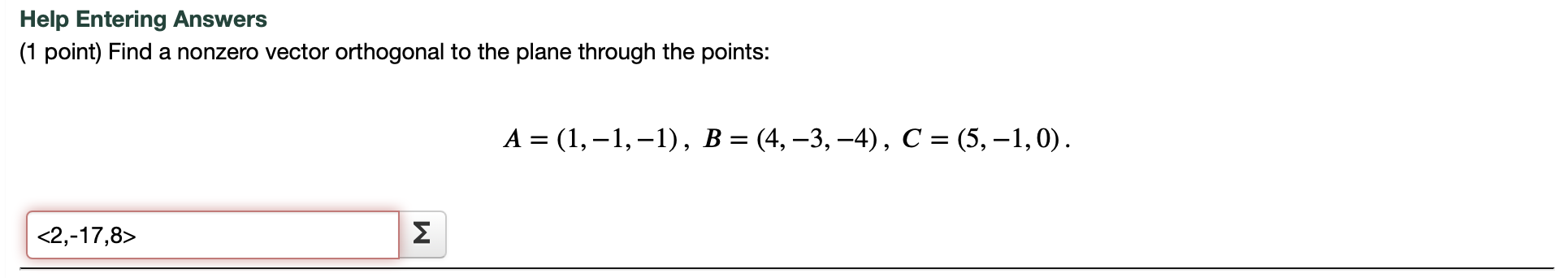 Solved Help Entering Answers (1 point) Find a nonzero vector | Chegg.com