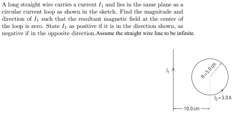 Solved A long straight wire carries a current I1 and lies in | Chegg.com
