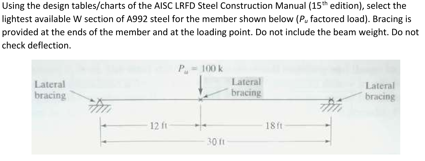 Solved Using the design tables/charts of the AISC LRFD Steel | Chegg.com