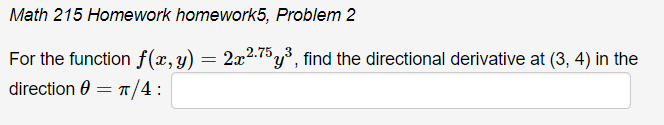Solved Math 215 Homework homework5, Problem 2 For the | Chegg.com