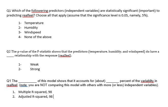 Solved bikes) call: Im(formula - realfeel temperature + | Chegg.com