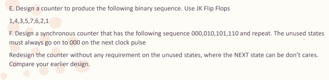 Solved E Design A Counter To Produce The Following Binary