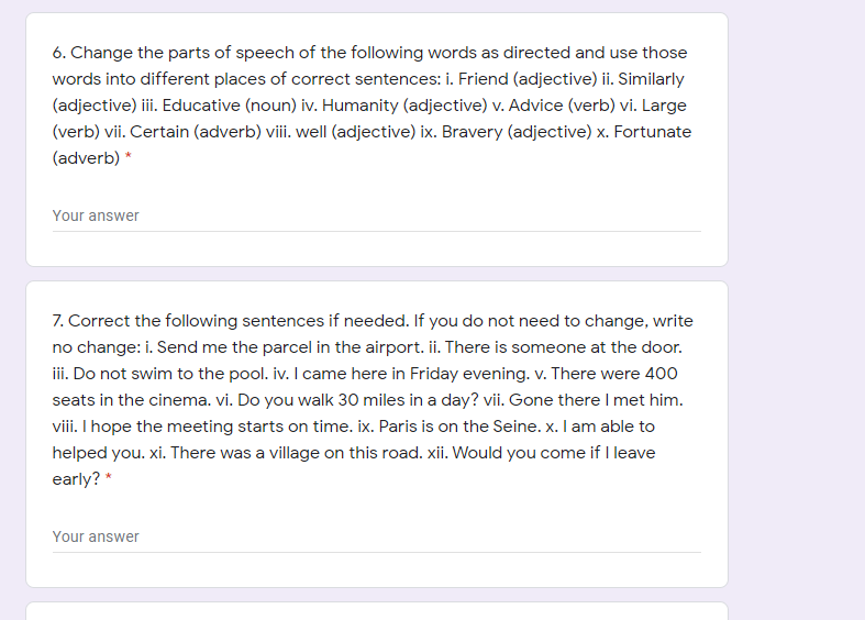 Solved 6. Change the parts of speech of the following words | Chegg.com