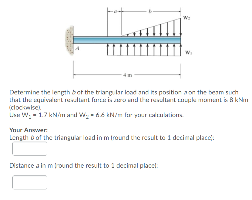 Solved -b- - 4 m Determine the length b of the triangular | Chegg.com