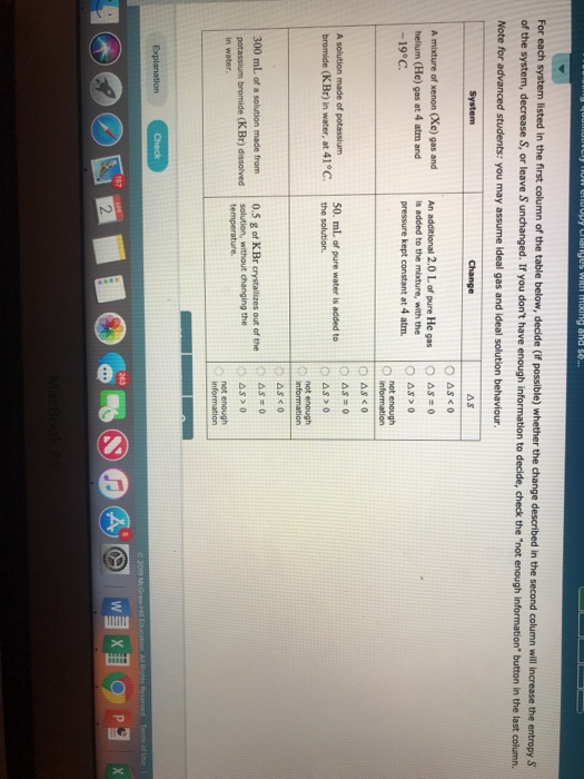 Solved For each system listed in the frst column of the | Chegg.com