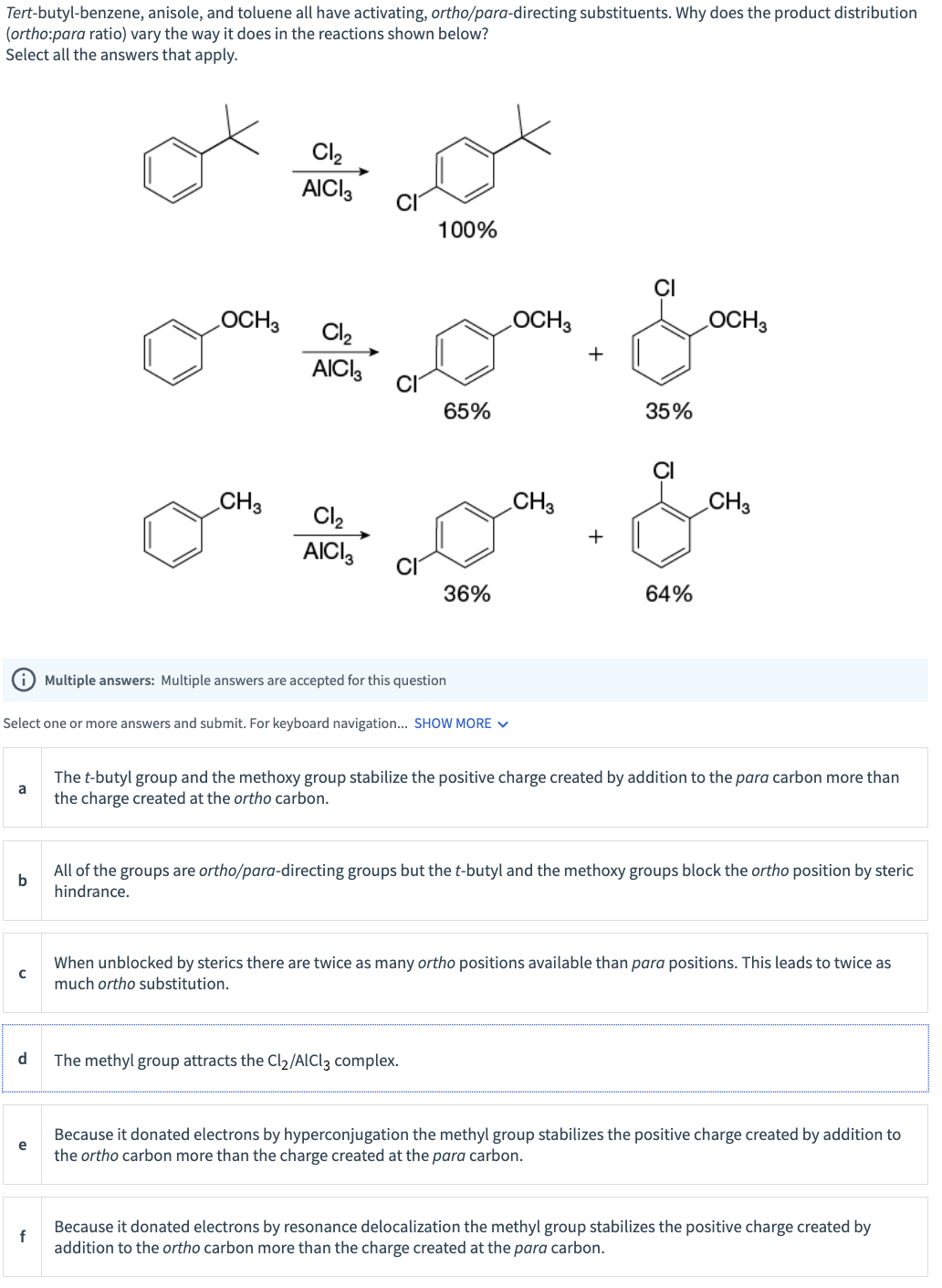 Solved Tert-butyl-benzene, anisole, and toluene all have | Chegg.com