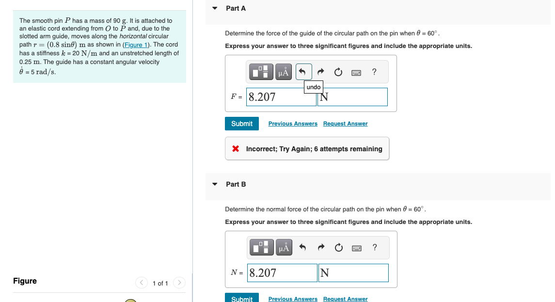 Solved The smooth pin P has a mass of 90 g. It is attached | Chegg.com