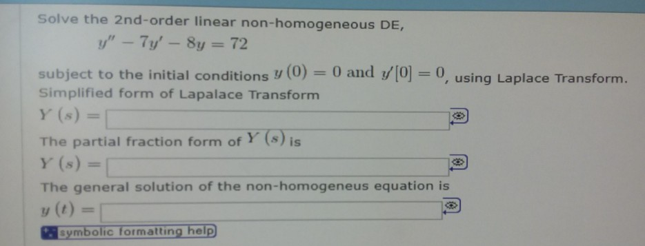 Solved Solve the 2nd-order linear non-homogeneous DE subject | Chegg.com