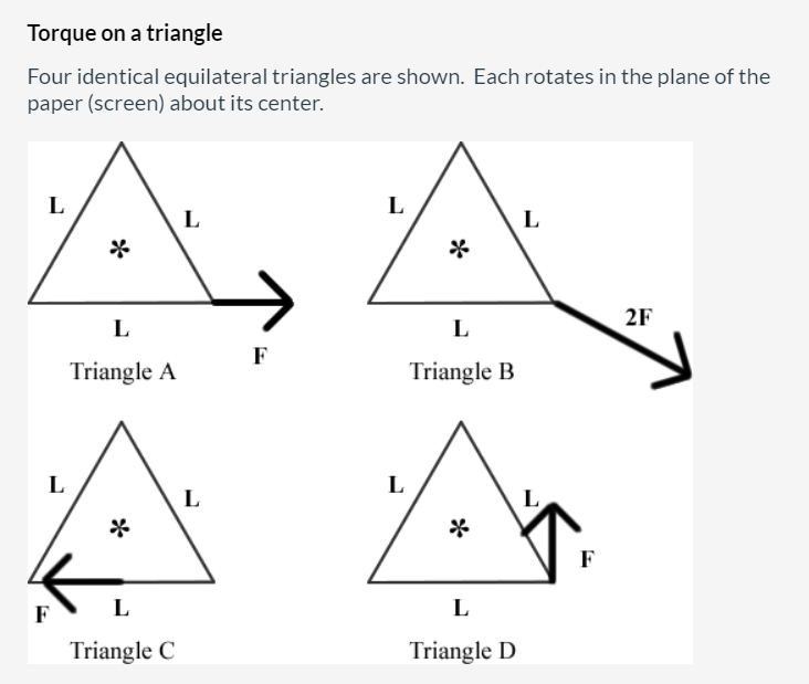 Solved Torque on a triangle Four identical equilateral | Chegg.com