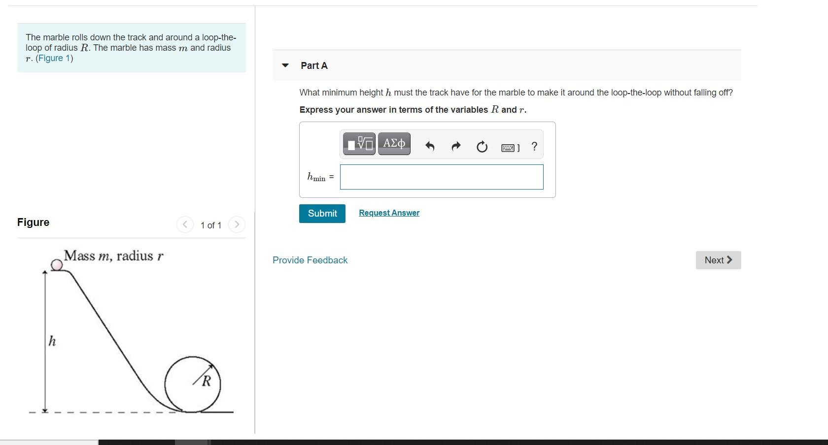 Solved The marble rolls down the track and around a | Chegg.com
