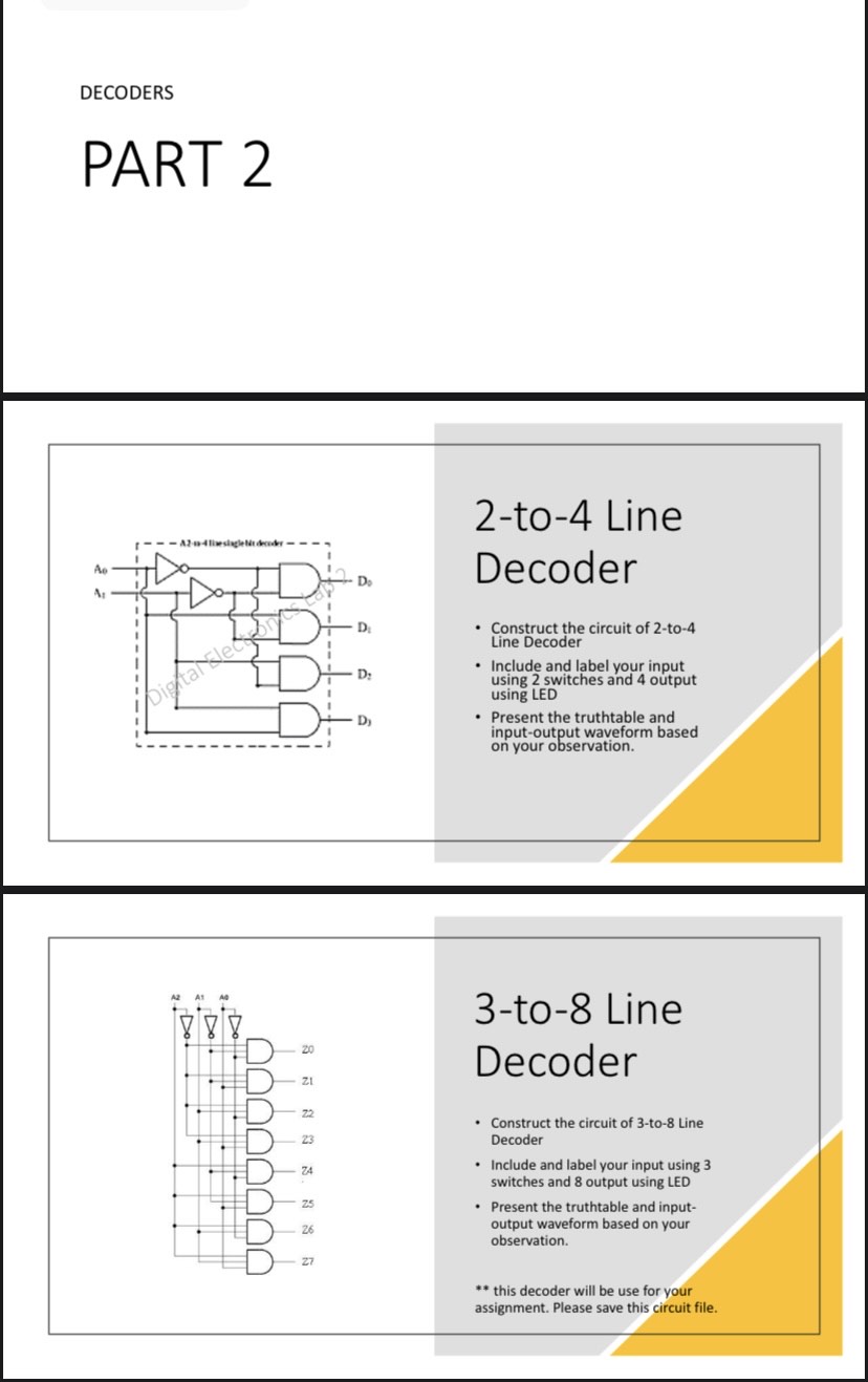 Solved Part 2 2 To 4 Line Decoder Construct The Circuit Of 5342