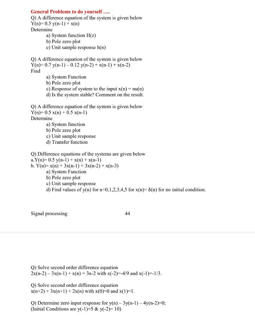 Solved General Problems to do yourself .... Q) A difference | Chegg.com