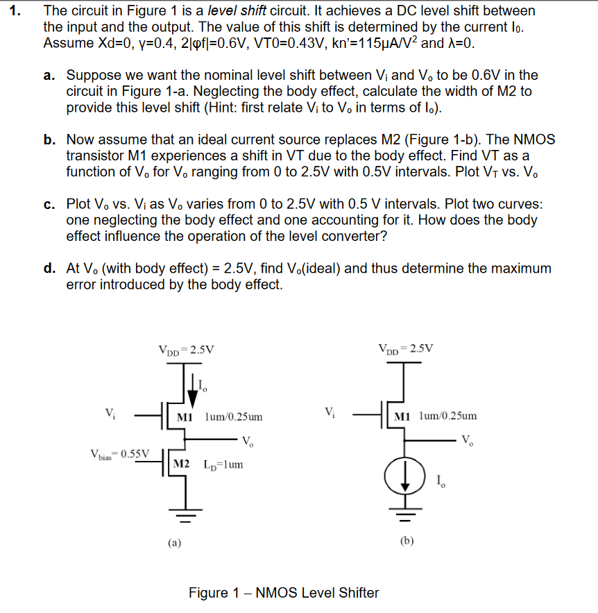 1. The circuit in Figure 1 is a level shift circuit. | Chegg.com