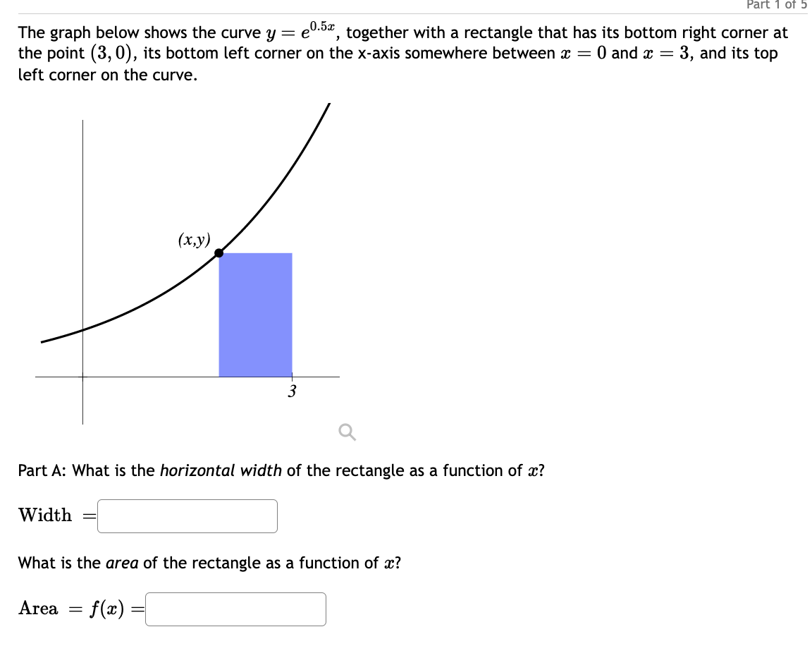 Solved The graph below shows the curve y=e0.5x, together | Chegg.com