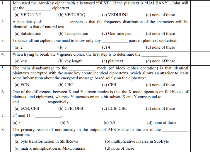 1. 2. 3. 4. 5. John used the AutoKey cipher with a | Chegg.com