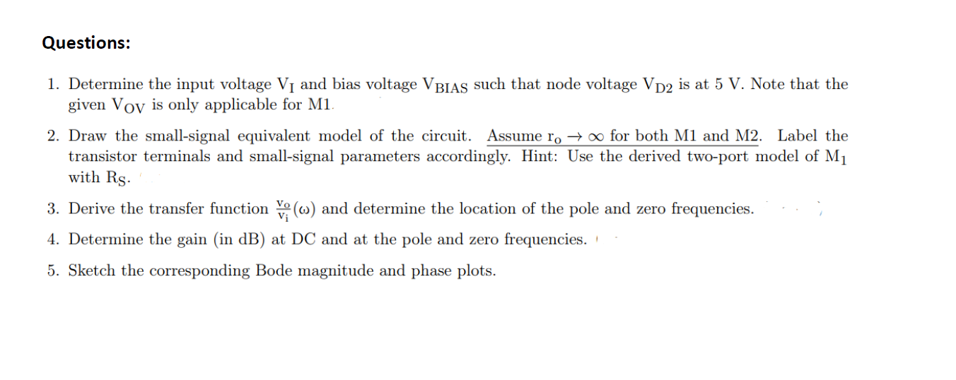 NMOS Cascode Amplifier with Source Degeneration and | Chegg.com
