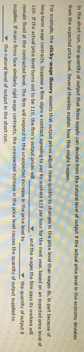 Solved In the short run, the quantity of output that firms | Chegg.com