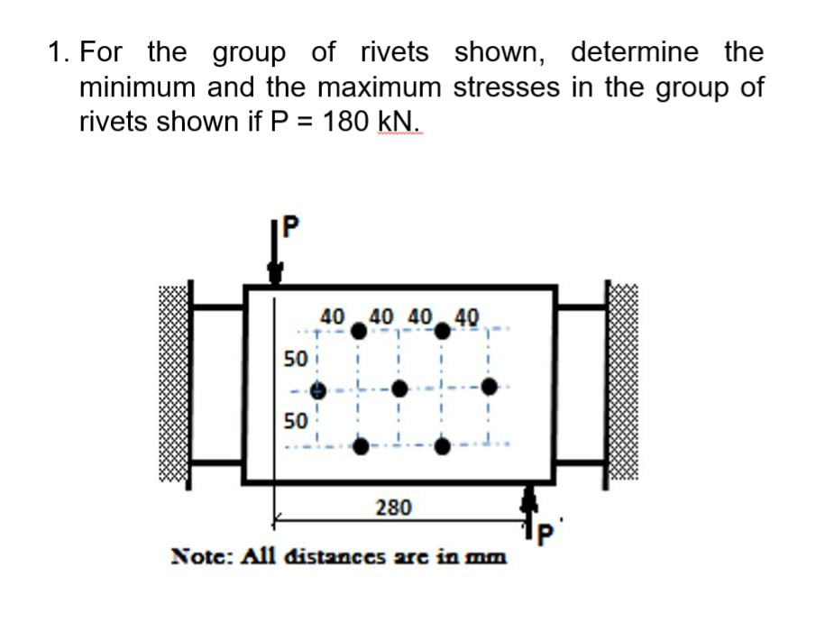 Solved For the group of rivets shown, determine the minimum | Chegg.com
