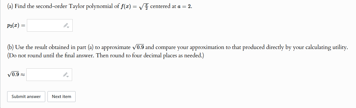 Solved (a) ﻿Find the second-order Taylor polynomial | Chegg.com