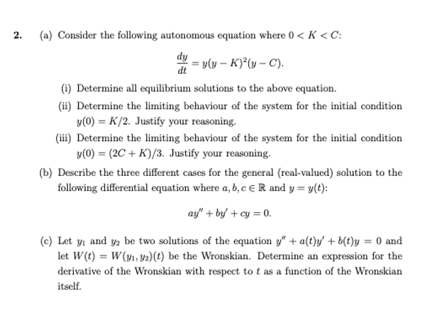 Solved (a) Consider the following autonomous equation where | Chegg.com