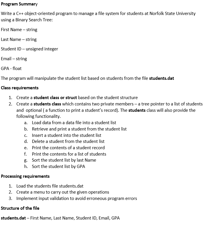 Program Summary Write A C Object Oriented Program 4940