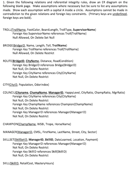 Solved 1. Given the following relations and referential | Chegg.com