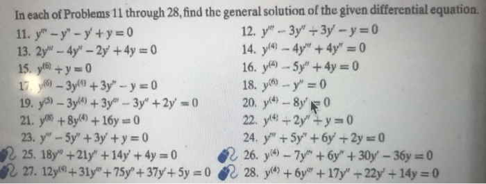 Solved In each of Problems 11 through 28,find the general | Chegg.com