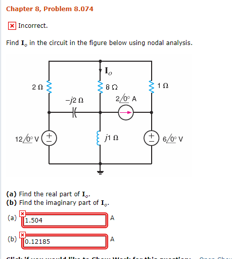 Solved Chapter 8, Problem 8.074 X Incorrect Find I, in the | Chegg.com