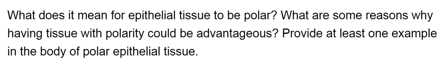 Solved What does it mean for epithelial tissue to be polar? | Chegg.com