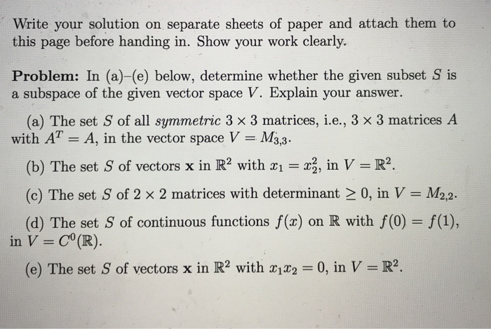 Solved Write your solution on separate sheets of paper and | Chegg.com
