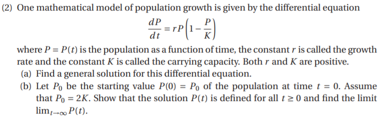 Solved »P(1-6) (2) One mathematical model of population | Chegg.com