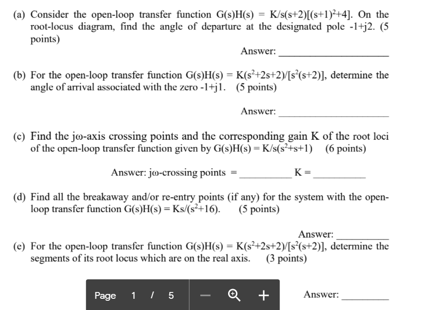 Solved (a) Consider the open-loop transfer function G(s)H(s) | Chegg.com