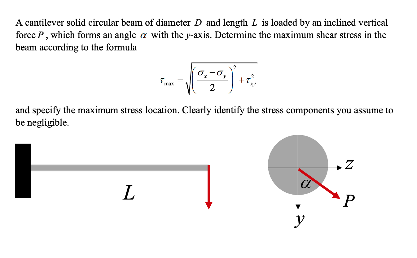 Solved A cantilever solid circular beam of diameter D and | Chegg.com