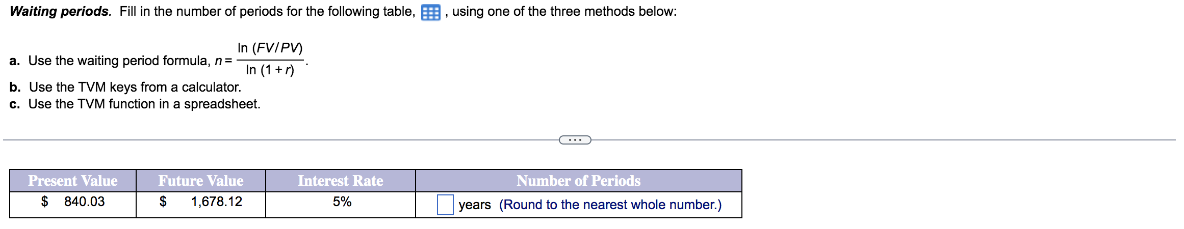 Solved Waiting periods. Fill in the number of periods for | Chegg.com