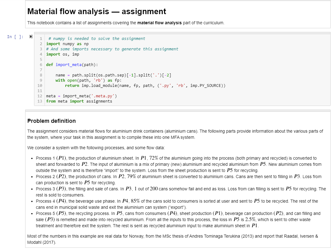 Material flow analysis — assignment This notebook | Chegg.com