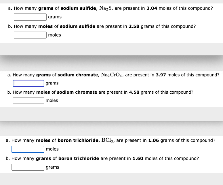 Solved a. How many grams of sodium sulfide, Na2 S, are | Chegg.com