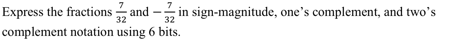 Solved Express the fractions 327 and −327 in sign-magnitude, | Chegg.com