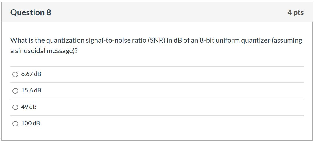 Solved Question 8 4 pts What is the quantization | Chegg.com