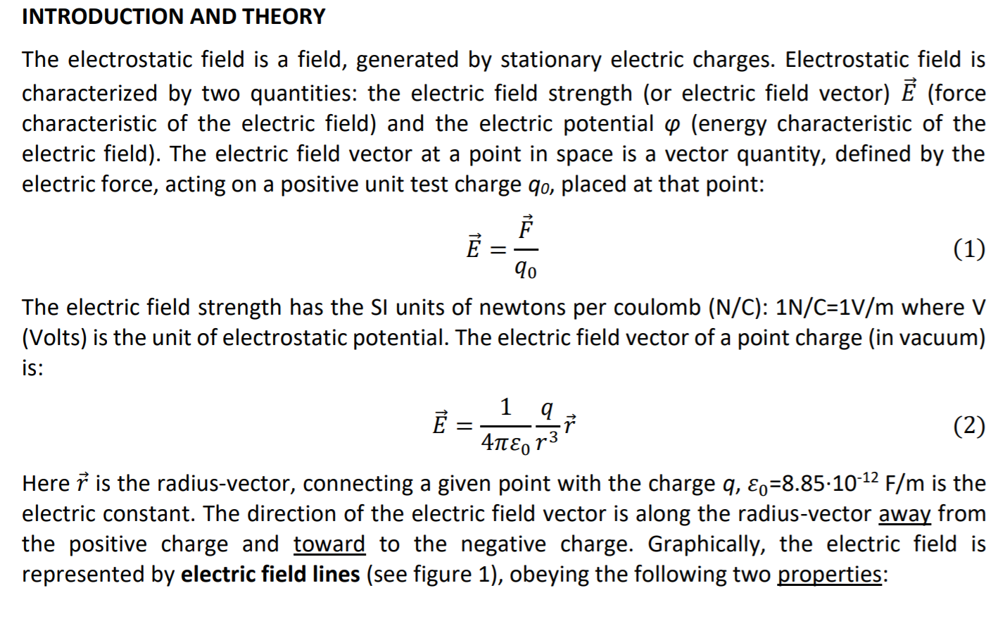 INTRODUCTION AND THEORY The electrostatic field is a | Chegg.com