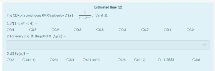 Solved Estimated time: 12 1 The CDF of a continuous RVX is | Chegg.com