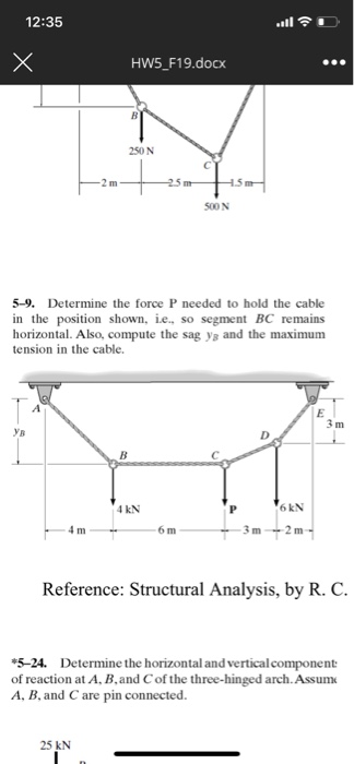 Solved 12:35 HW5_F19.docx -2 m2 25m 5m SOON 5-9. Determine | Chegg.com
