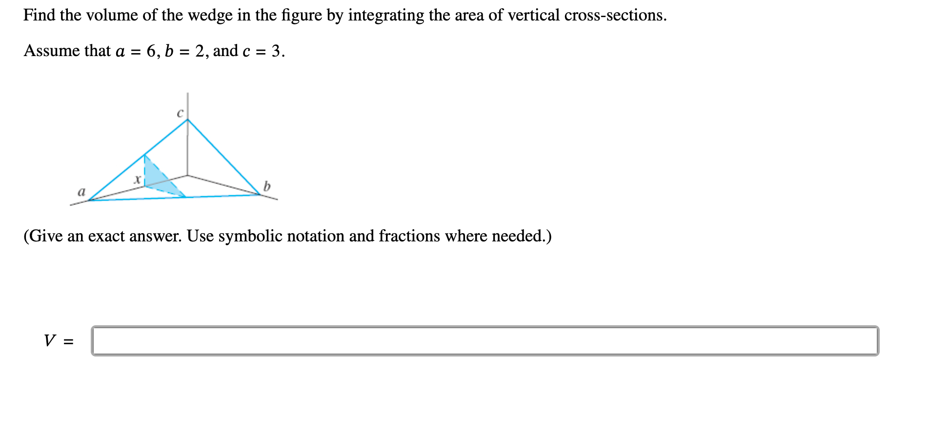 Solved Find the volume of the wedge in the figure by | Chegg.com