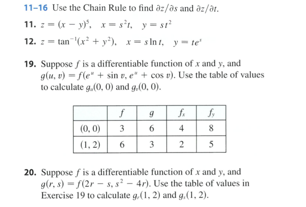 Solved 11-16 Use the Chain Rule to find ∂z/∂s and ∂z/∂t. 11. | Chegg.com