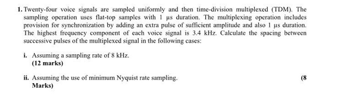 Solved Twenty-four voice signals are sampled uniformly and | Chegg.com