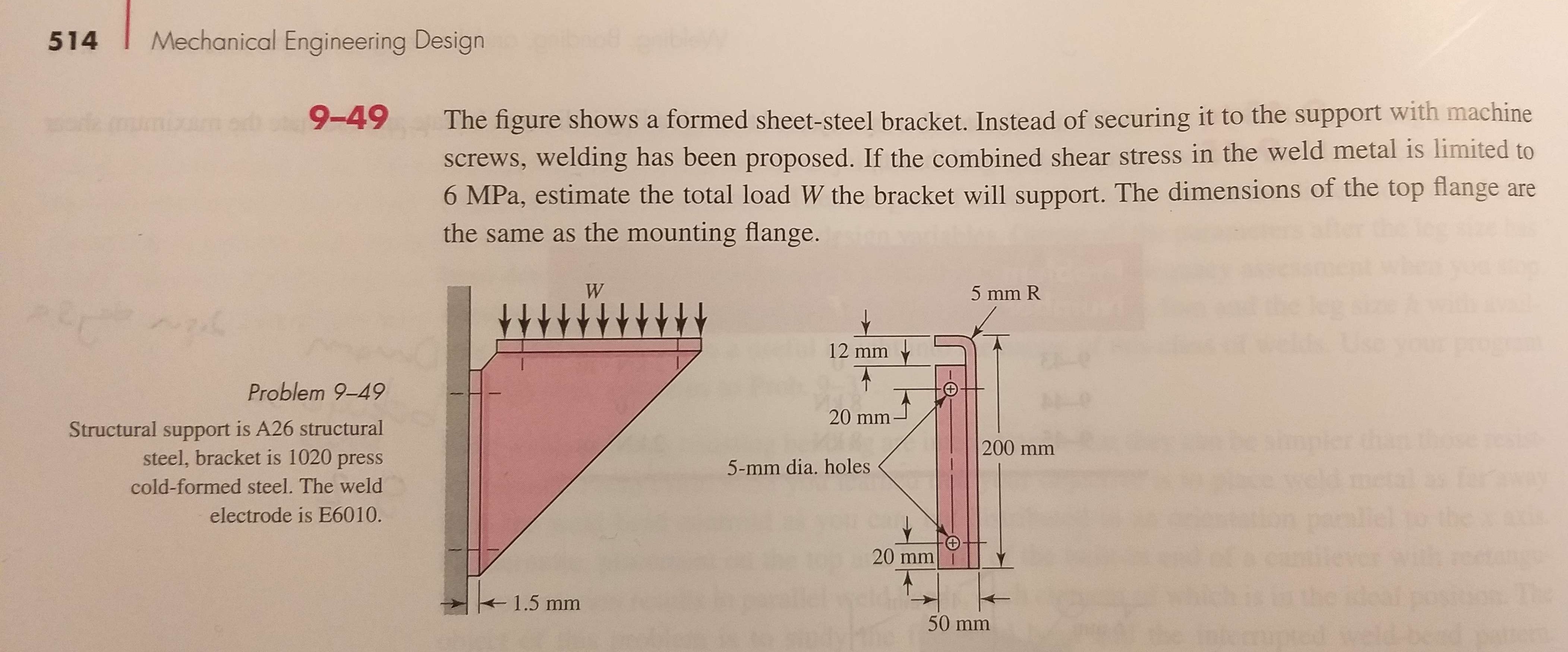 Solved 9-49 The figure shows a formed sheet-steel bracket. | Chegg.com